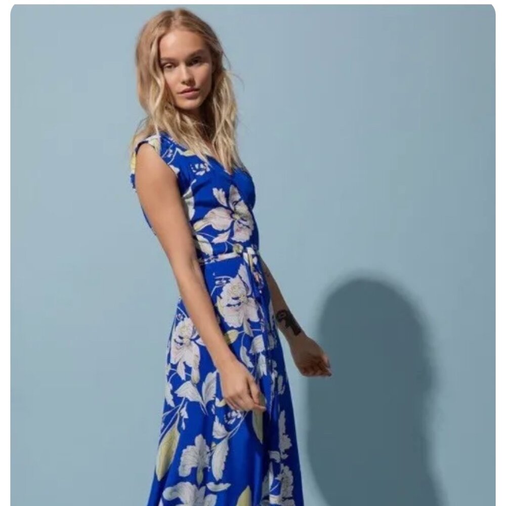 Yumi Kim Wrap Maxi Dress - Blue Floral - Size Xs - Gem